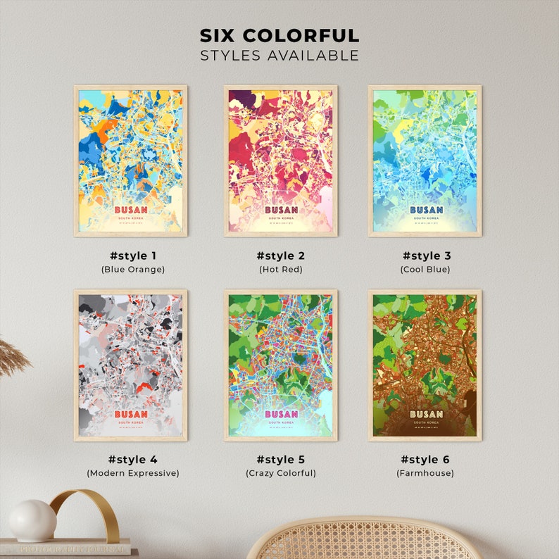 BUSAN SOUTH KOREA Crazy Colorful Art Map Custom Poster - Etsy