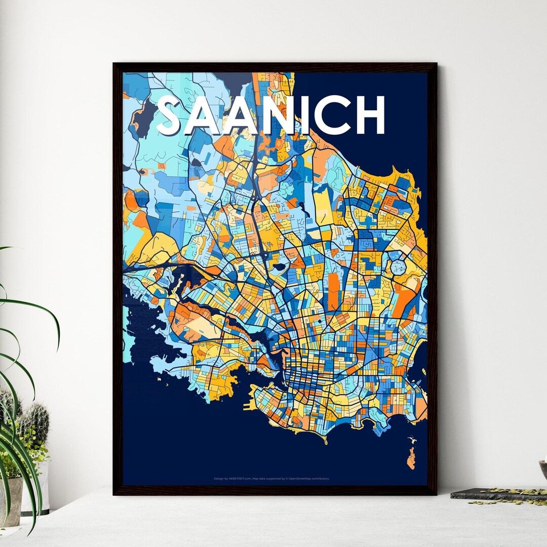 Saanich Canada Colorful Art Map Poster - Unique Home Decor | Perfect ...