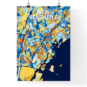 Vibrant New Rochelle NY Map Poster Unique Wall Art for Home Decor ...