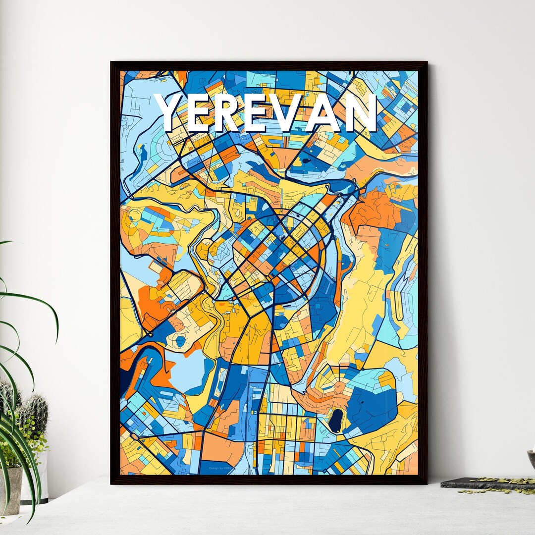Yerevan Armenia Art Map Poster - Vibrant Wall Decor for Unique Gift ...