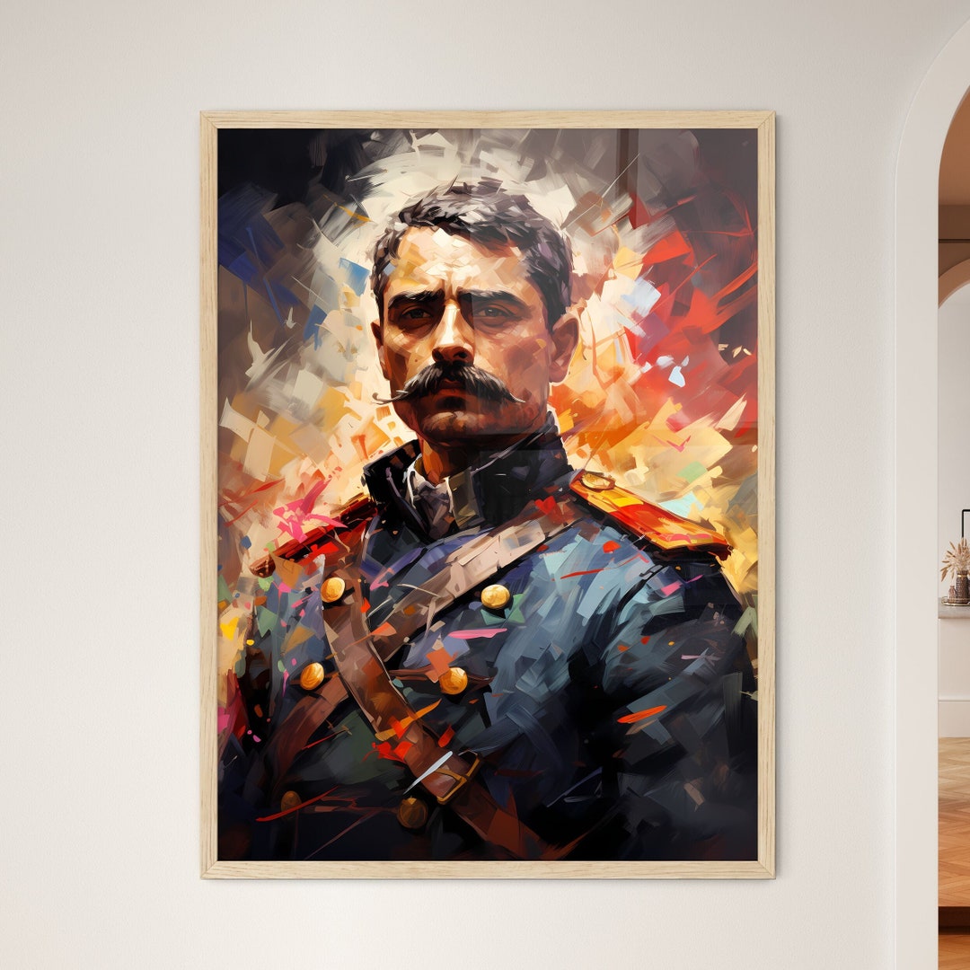 Emiliano Zapata A Man With A Mustache, Vibrant Colorful Painting ...