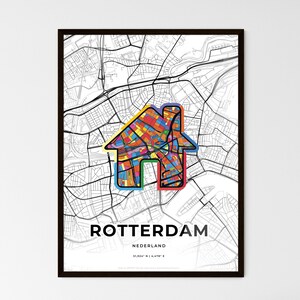 Rotterdam Map - 3 Styles Available - Wall Art Home Decor - Netherlands ...