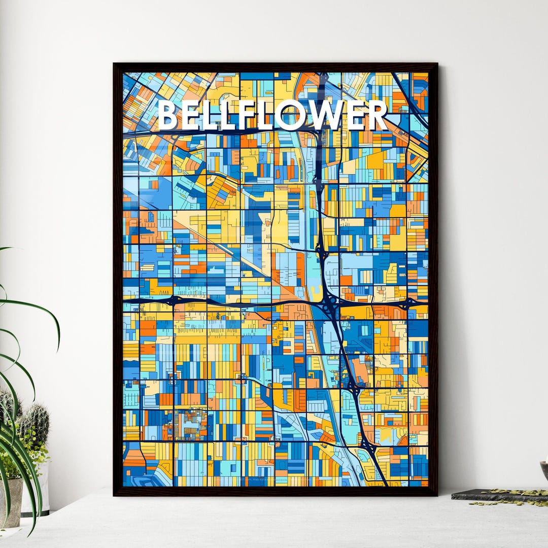 BELLFLOWER CALIFORNIA Art Map Poster - Vibrant Wall Decor, Unique Gift ...