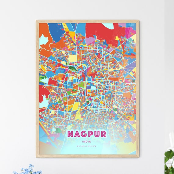 NAGPUR INDIA Crazy Colorful Art Map Custom Poster - Etsy