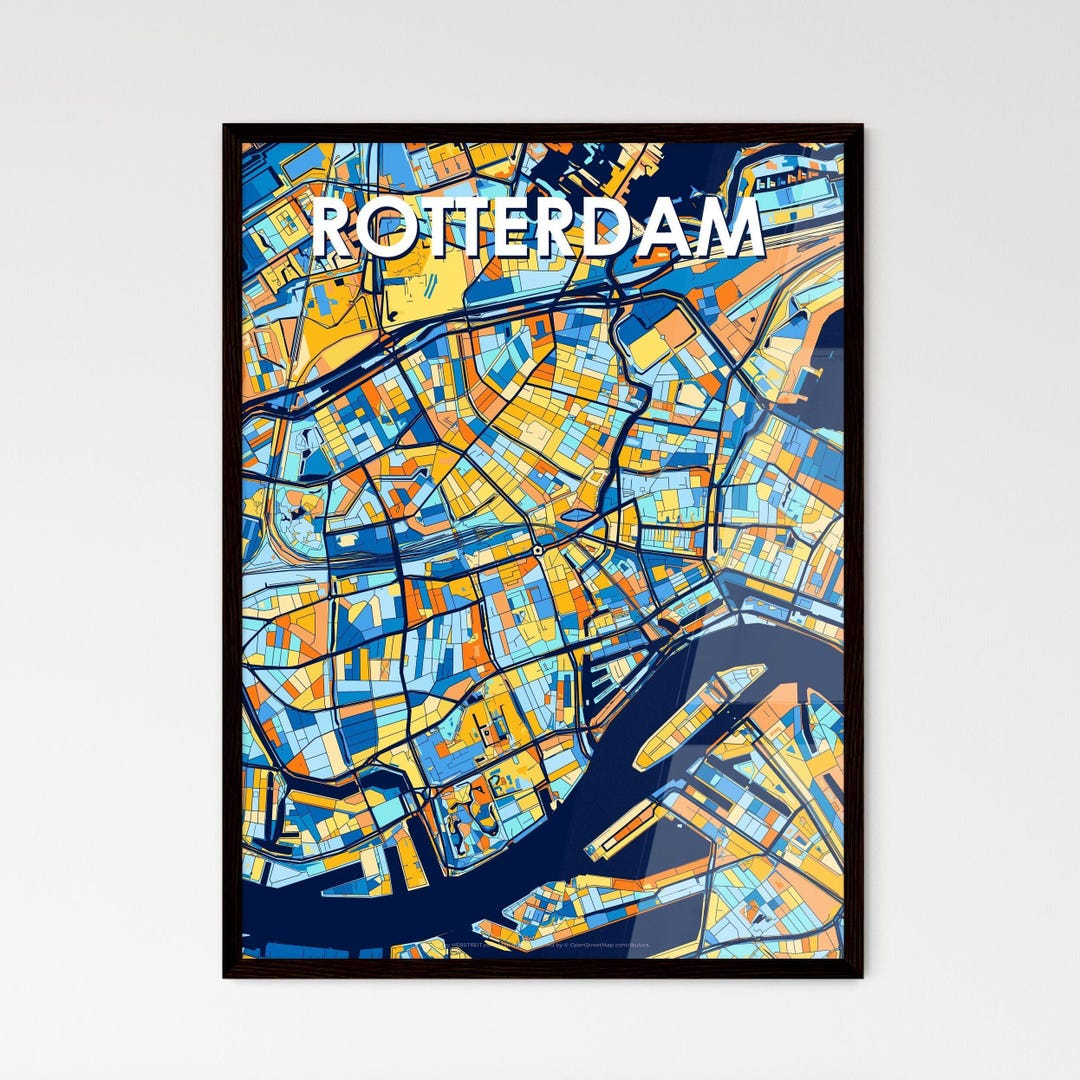Rotterdam Art Map: Colorful Custom Poster for Unique Wall Decor ...
