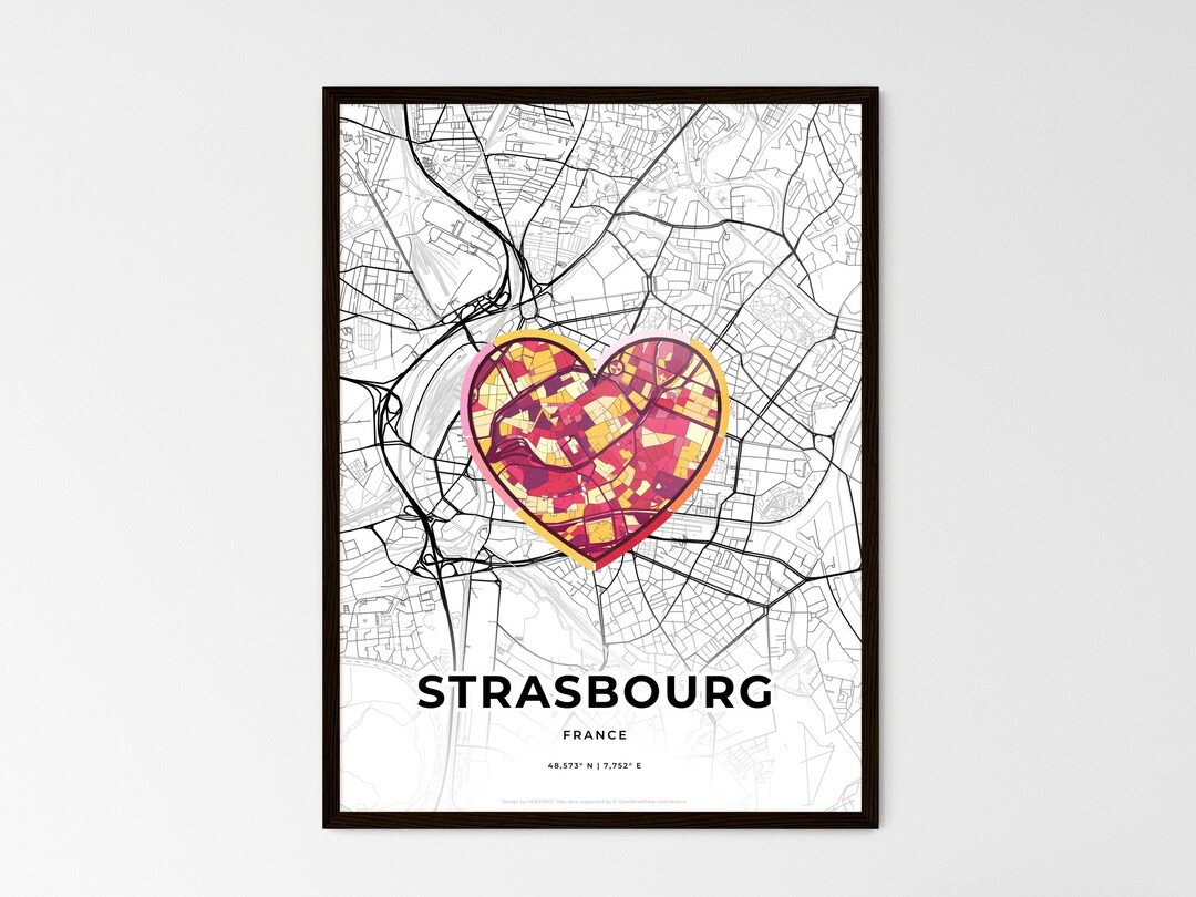 Strasbourg France Map - Choose One of Three Styles - Customizable ...