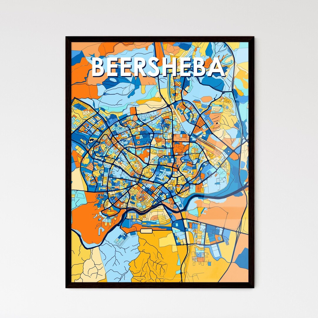 Personalisable Beersheba Israel Art Map Poster - Vibrant Colorful Wall ...