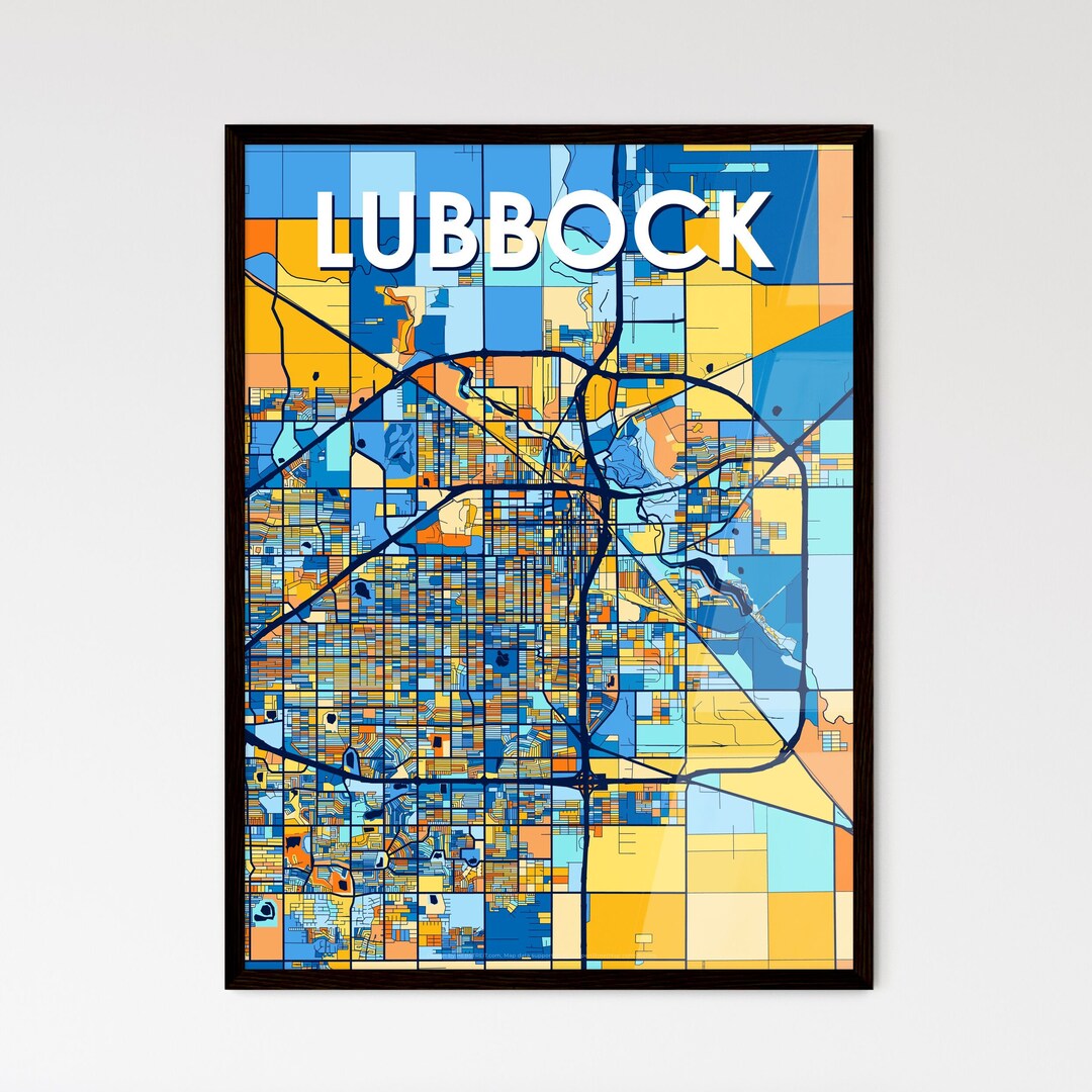 LUBBOCK TEXAS Lebendige Bunte Art Map Poster Perfektes Geschenk für ...