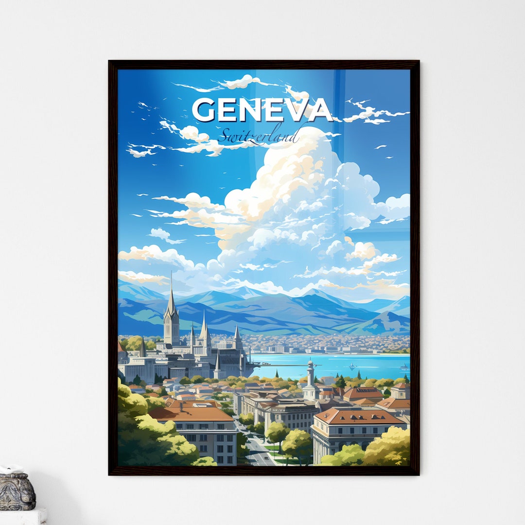 Geneva Switzerland Skyline A City With A Lake and Mountains Travel ...