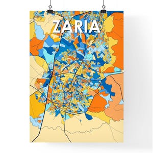 Vibrant Zaria Nigeria Art Map Poster Unique Colorful Wall Decor Perfect ...