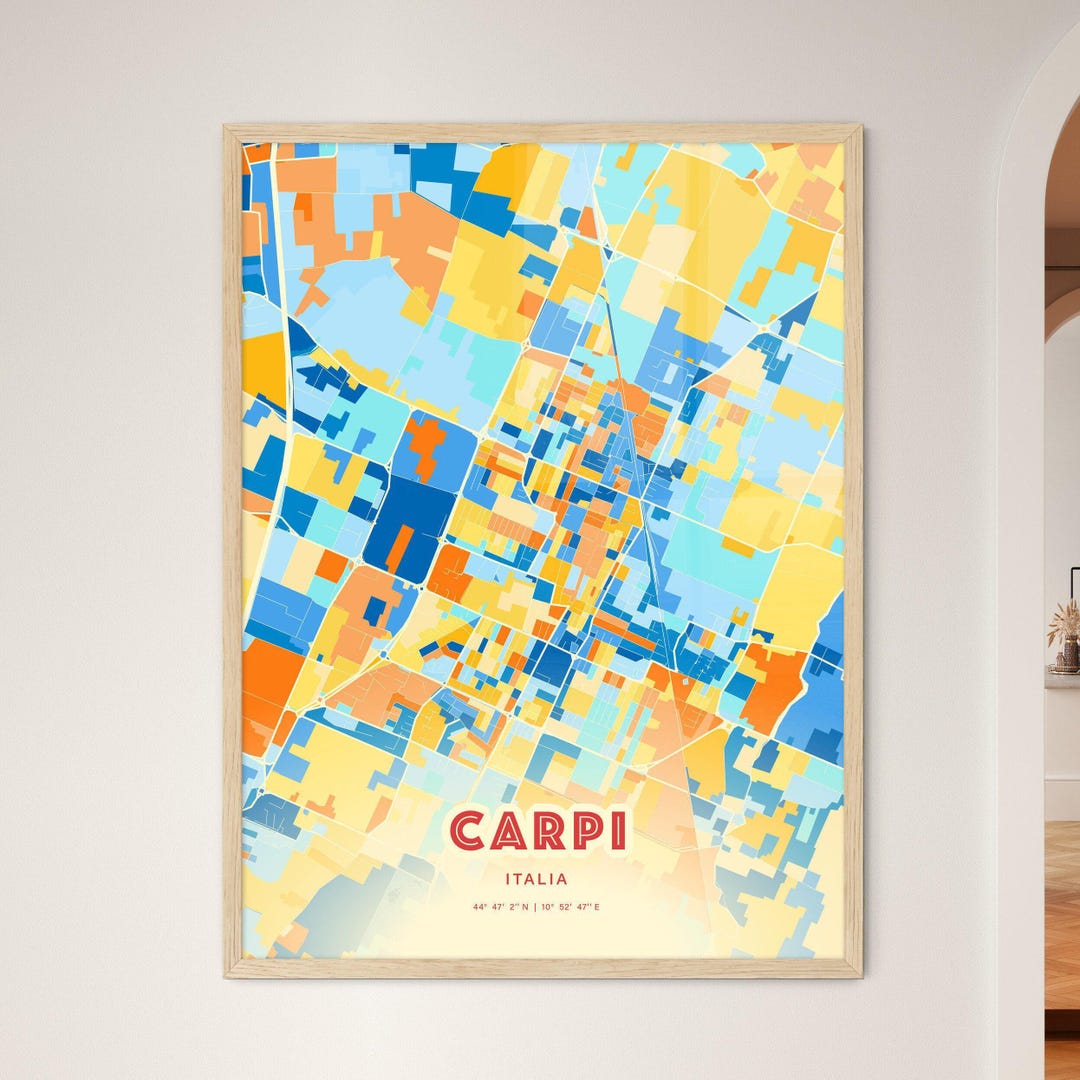 Carpi Italy Coastal Colors Art Map, Carpi Italia City Map ...