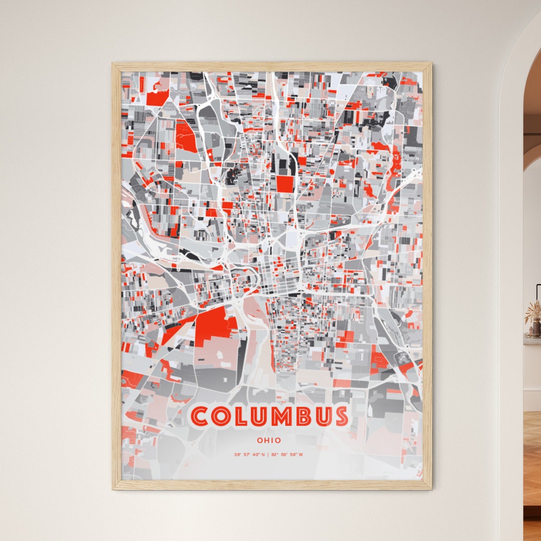Custom Columbus Ohio Map Poster Modern Expressive Art - Etsy