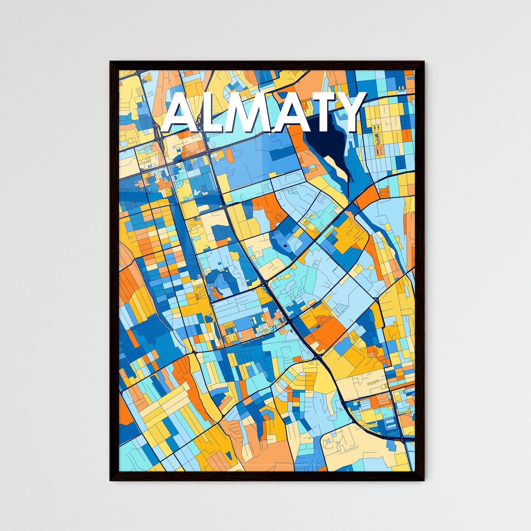 Almaty, Kazakhstan Art Map Poster - Vibrant | Unique Wall Decor ...