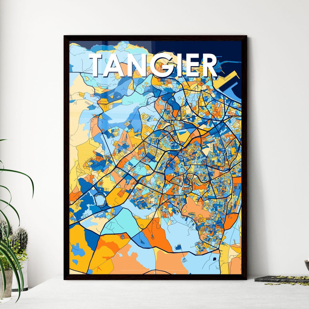 Customizable Tangier Morocco Art Map Poster Vibrant Colorful Decor ...