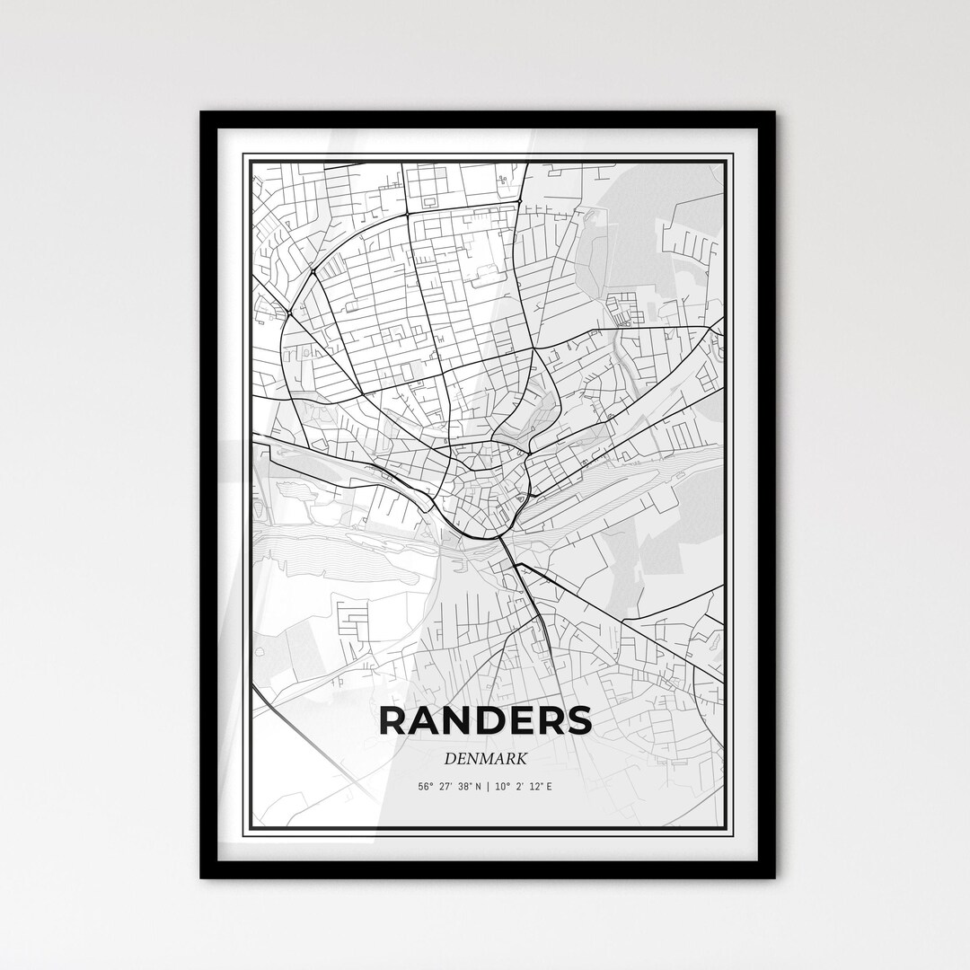 Randers Denmark - Scandinavian Style City Map for Modern Home Decor - Etsy
