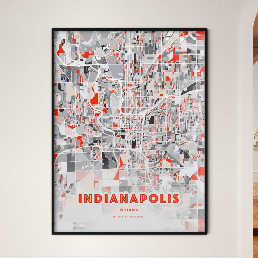 Indianapolis Indiana Modern Art Map Custom Poster - Etsy