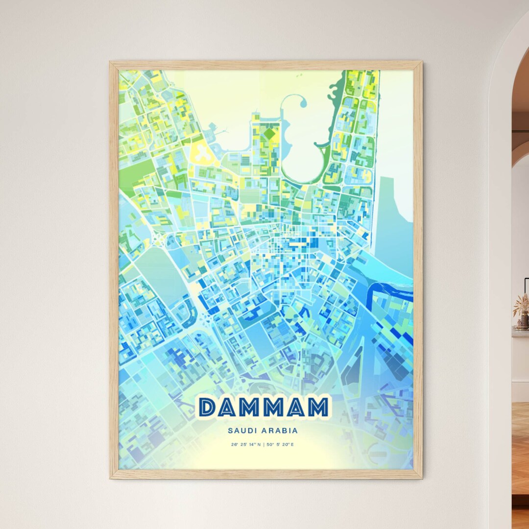 DAMMAM SAUDI ARABIA Bluish Art Map Custom Poster - Etsy