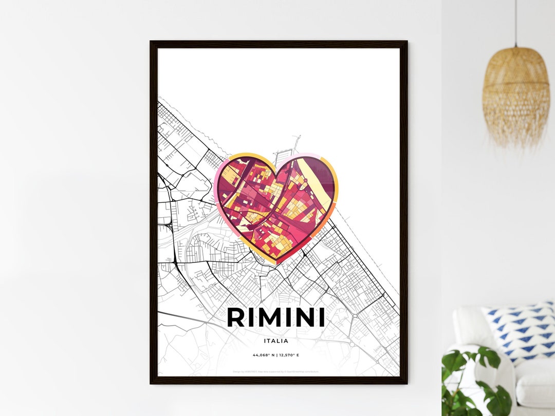 Rimini Italy Map - Choose One of Three Styles - Customizable Poster ...