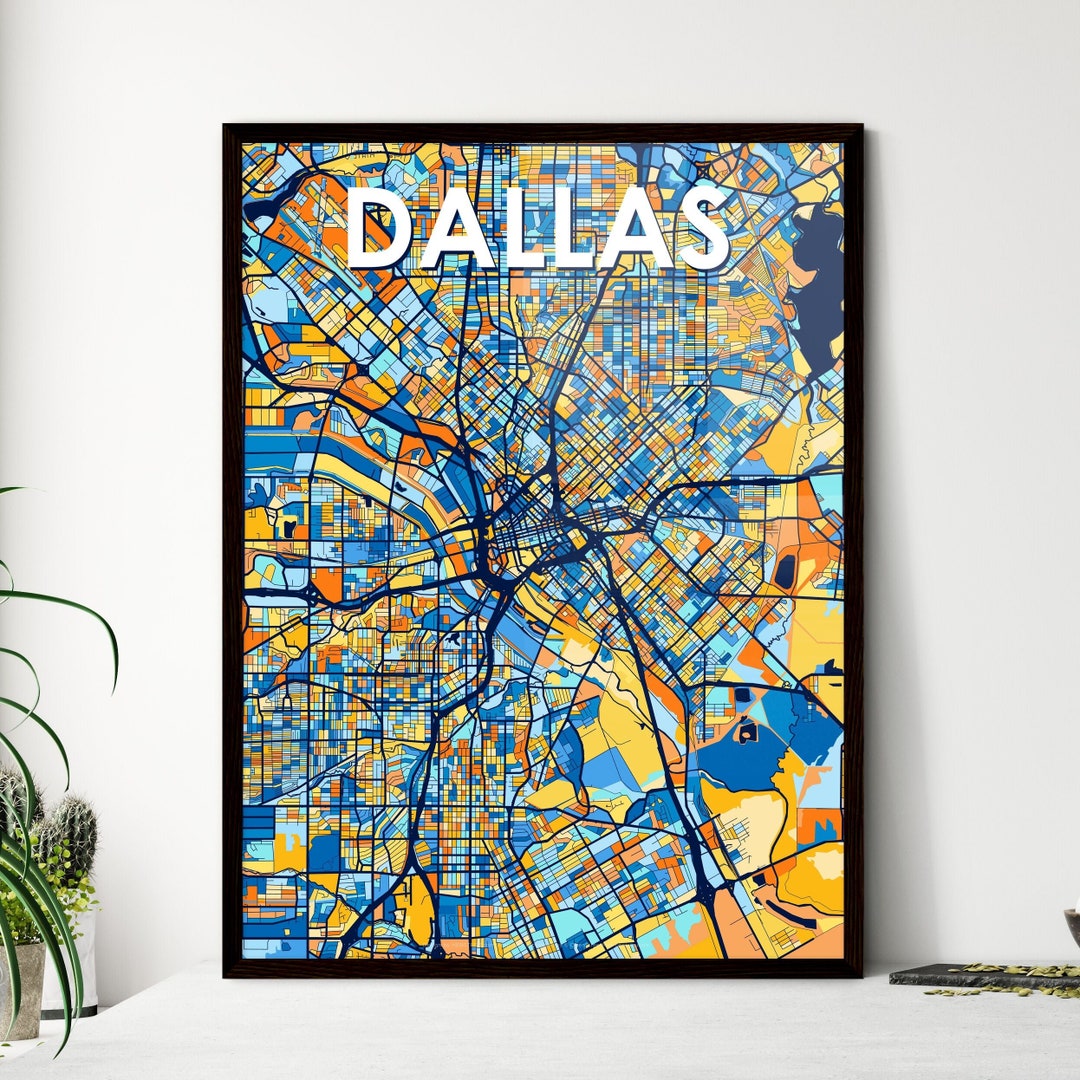 DALLAS TEXAS Vibrant Colorful Art Map Poster Perfect Gift for Marriage ...