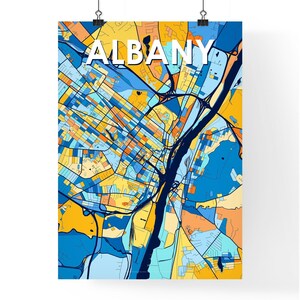 Albany New York Art Map Poster - Vibrant Wall Decor, Unique Gift for ...