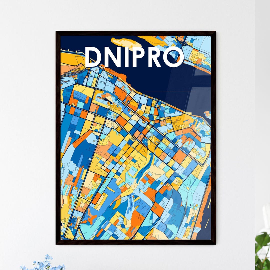 DNIPRO UKRAINE Colorful Art Map Poster Unique Wall Decor, Perfect ...