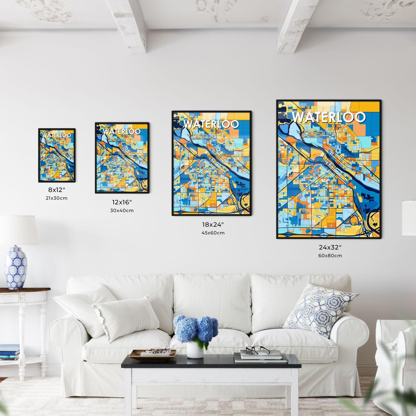 Waterloo Iowa Art Map Poster - Vibrant Colorful Print for Unique Home ...