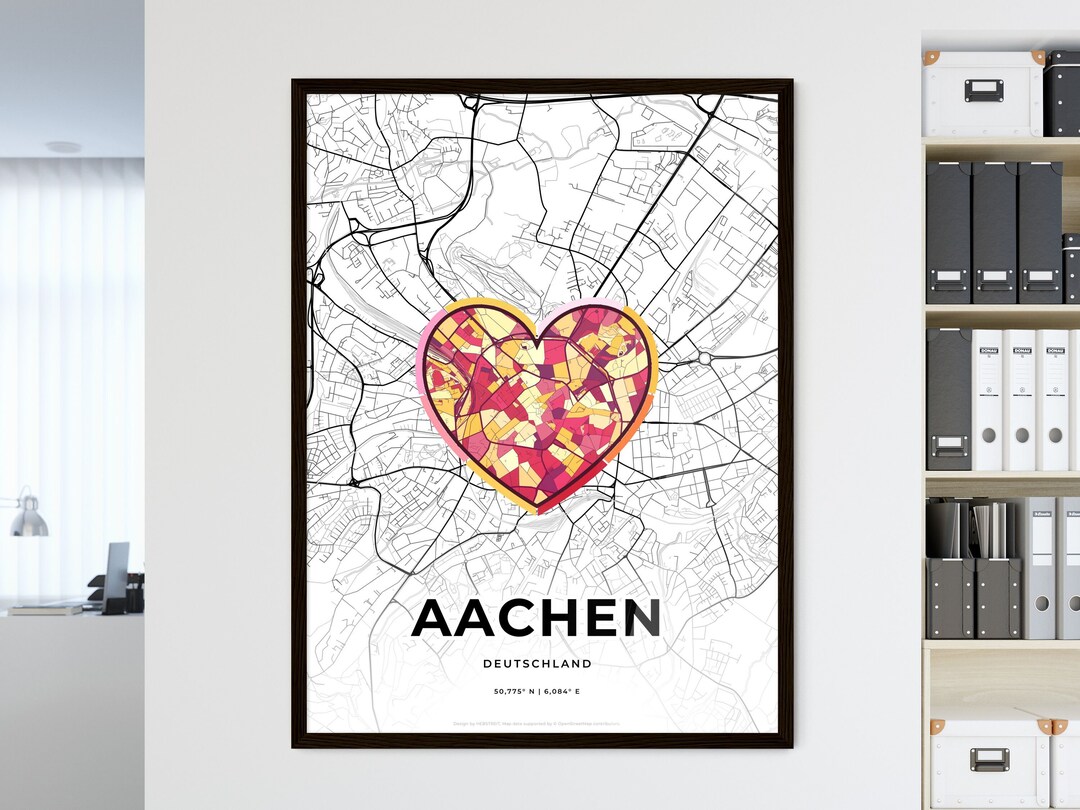 Aachen Germany Map Choose From Three Styles or Combo - Etsy