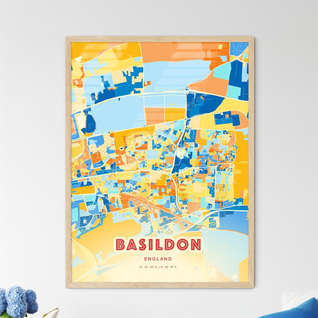 Basildon England Coastal Colors Art Map, Basildon England City Map ...