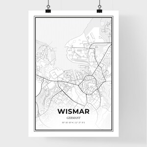Wismar Germany - Scandinavian Style City Map for Modern Home Decor - Etsy