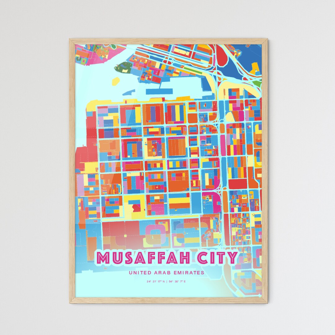 MUSAFFAH CITYUAE Crazy Colorful Art Map Custom Poster - Etsy