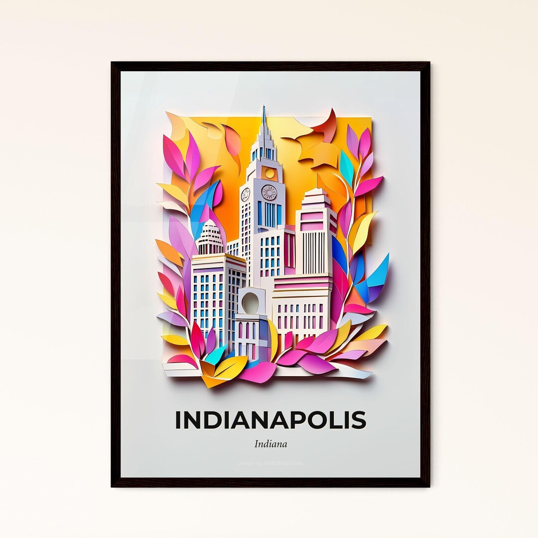 Vivid Indianapolis, Indiana - a Paper Cut of a City With a Clock Tower ...