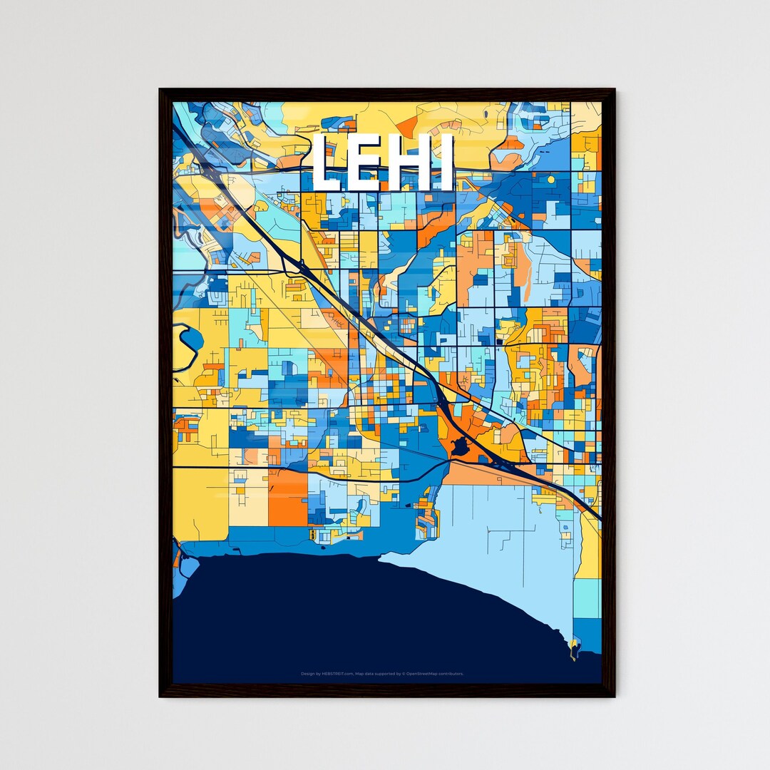 LEHI UTAH Vibrant Colorful Art Map Poster - Etsy