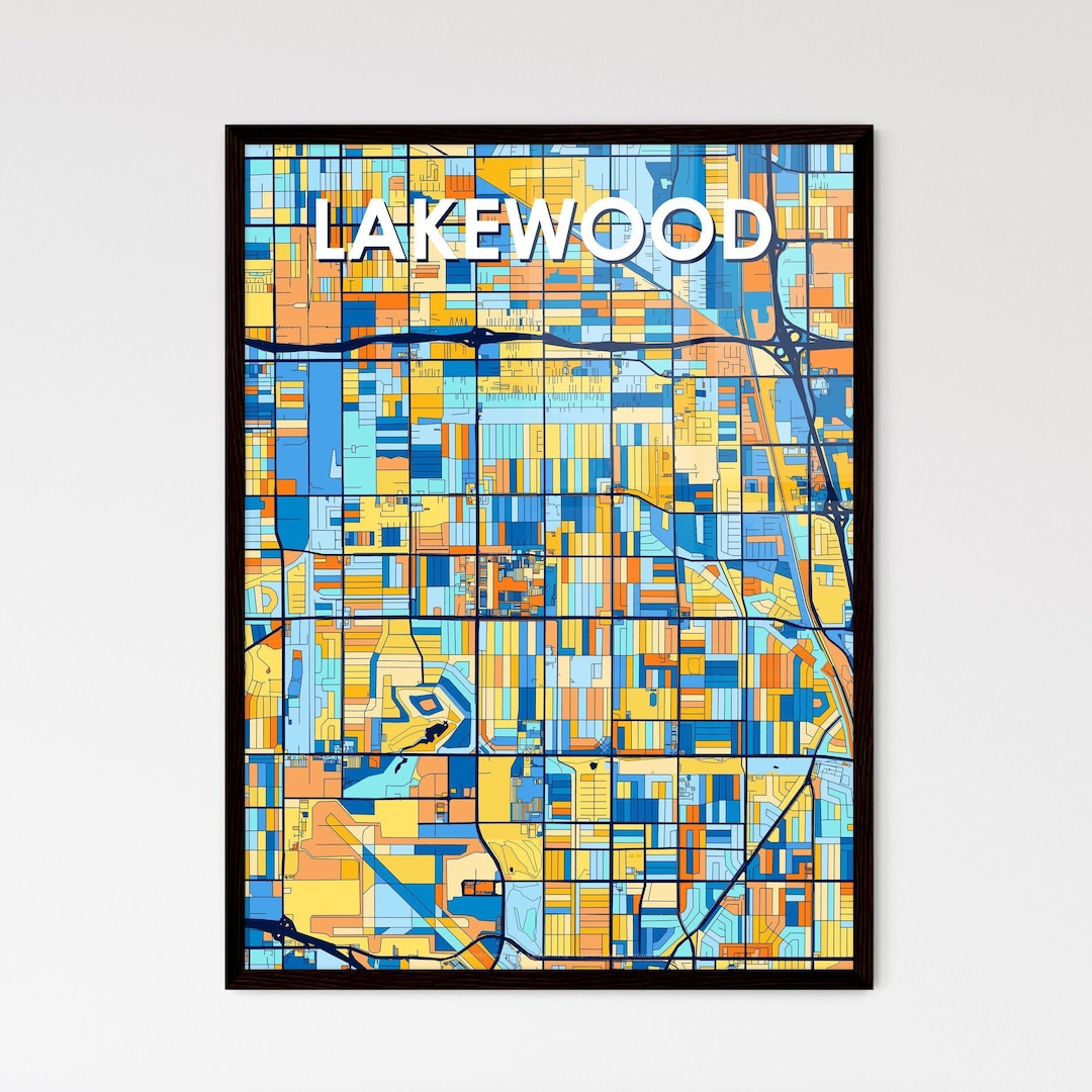 Lakewood, California Art Map Poster - Vibrant, Unique Wall Decor for Home | Perfect ...