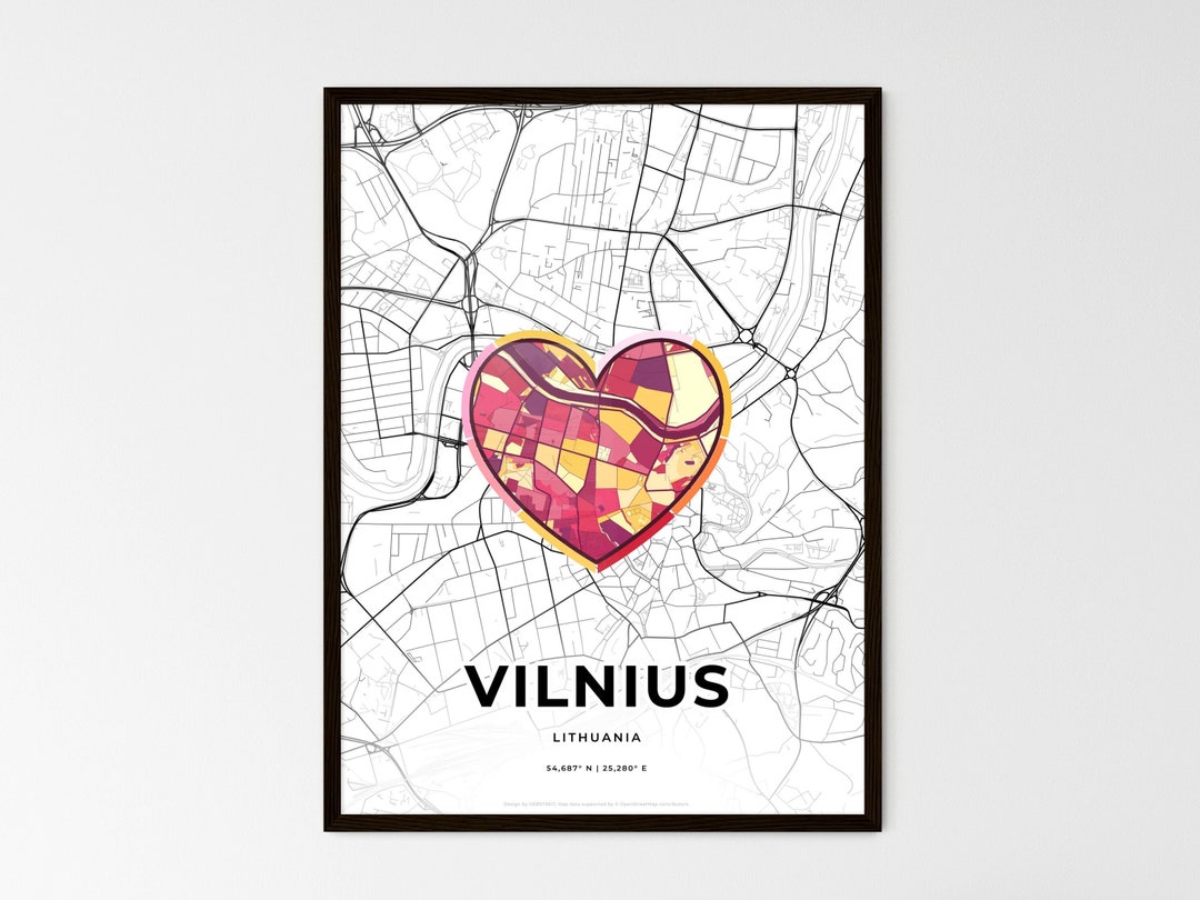 Vilnius Lithuania Map - Choose One of Three Styles - Customizable ...