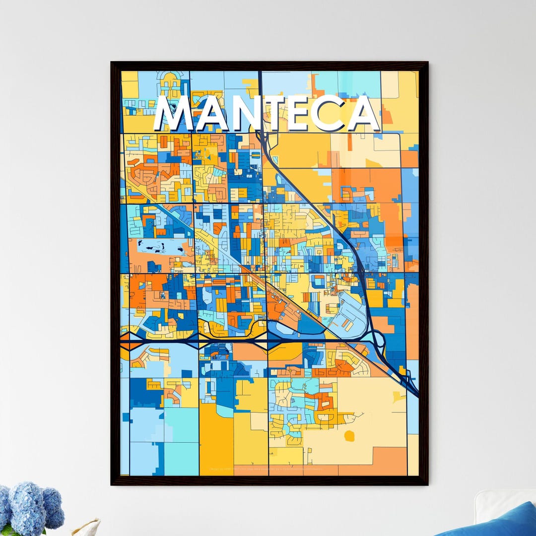Manteca California Art Map Poster - Vibrant, Unique Wall Decor for ...