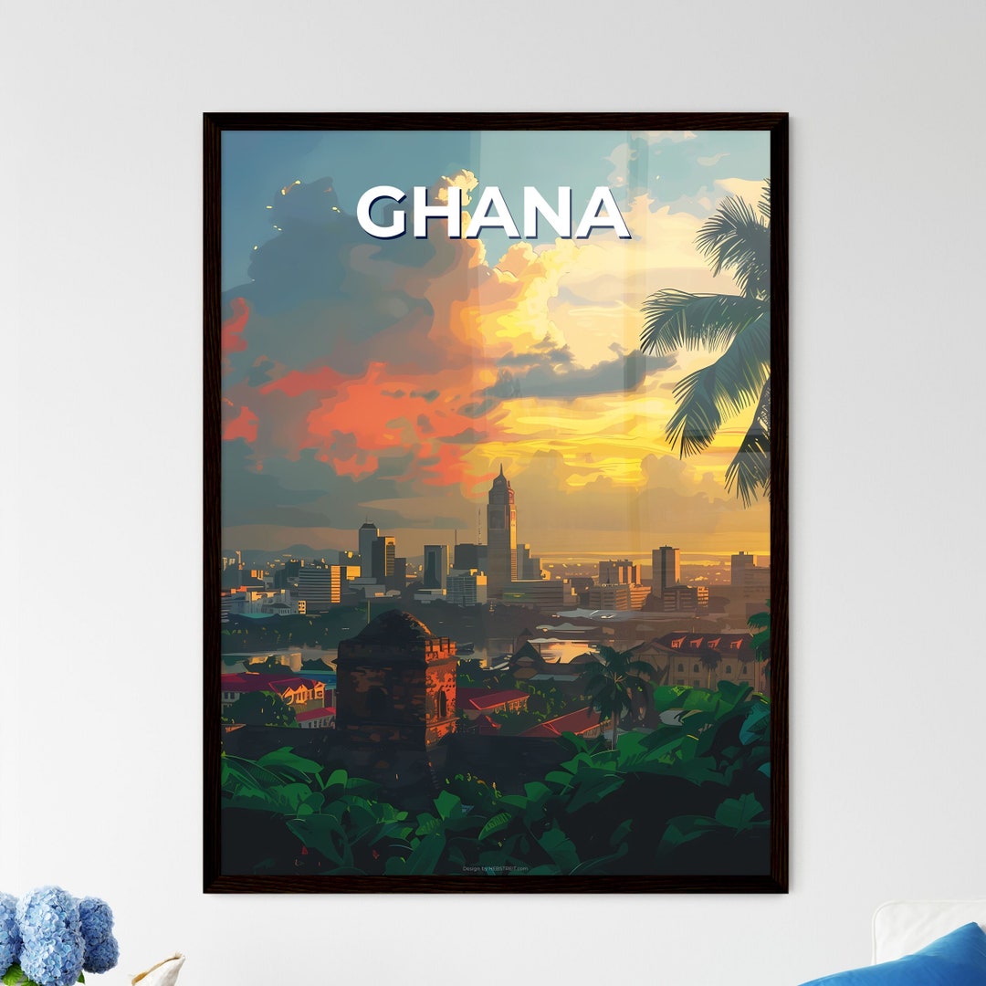 Interior Design, Ghana Wall Art, Travel Souvenir, Artistic Cityscape ...