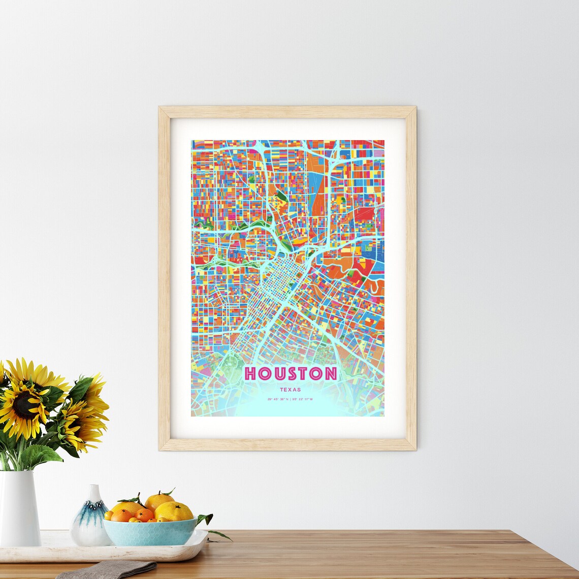 HOUSTON TEXAS Crazy Colorful Art Map Custom Poster - Etsy