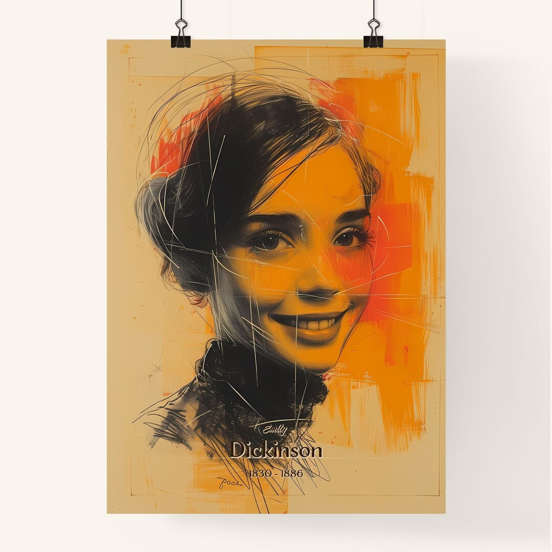 Emily, Dickinson, 1830 - 1886, A Poster of a Drawing of a Woman_s Face ...