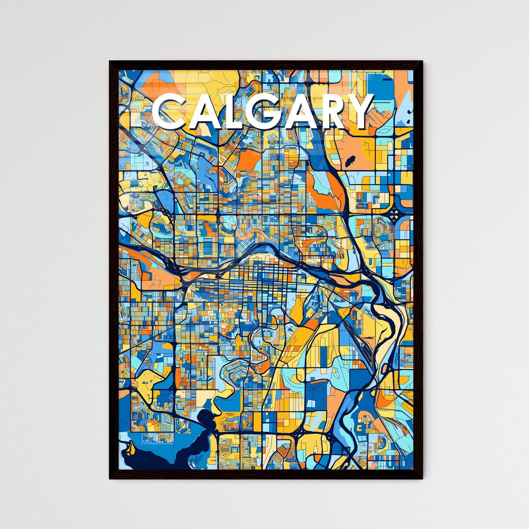 Personalisable Vibrant Calgary Art Map Poster - Unique Colorful Wall ...