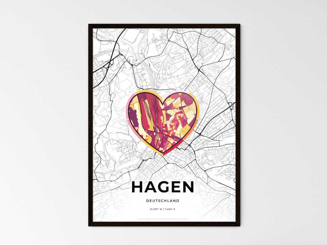 HAGEN GERMANY – Where It All Began Map - Choose One of Three Styles ...