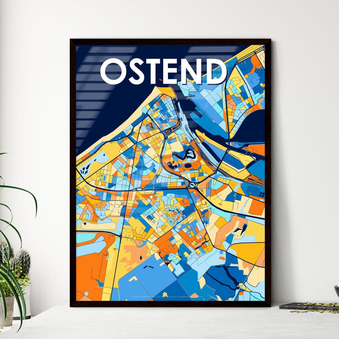 OSTEND, BELGIUM Art Map Poster - Vibrant Decor for Home, Unique Gift ...
