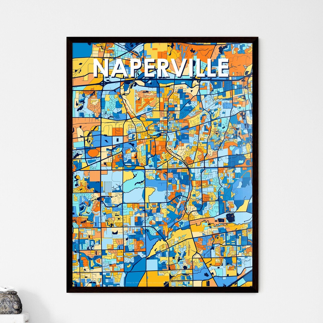 Naperville, Illinois Art Map Poster - Vibrant Colors, Unique Wall Decor ...