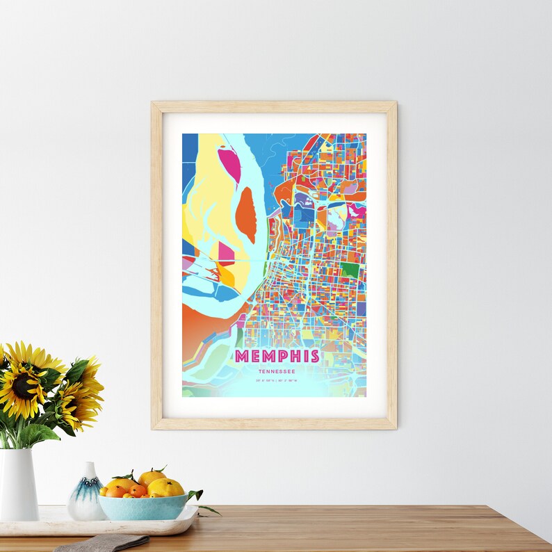 MEMPHIS TENNESSEE Crazy Colorful Art Map Custom Poster - Etsy