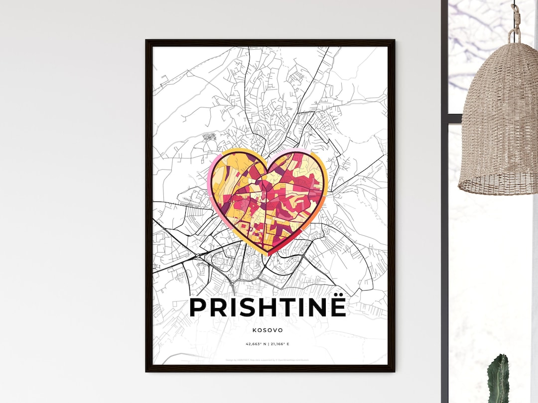 Kosovo Map - 3 Styles - Prishtine Pristina - Choose One of Three Styles ...