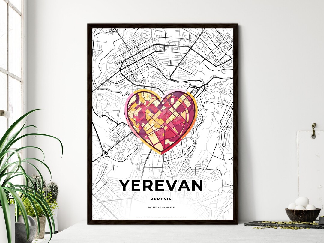 Yerevan Armenia Map - Choose One of Three Styles - Customizable Poster ...