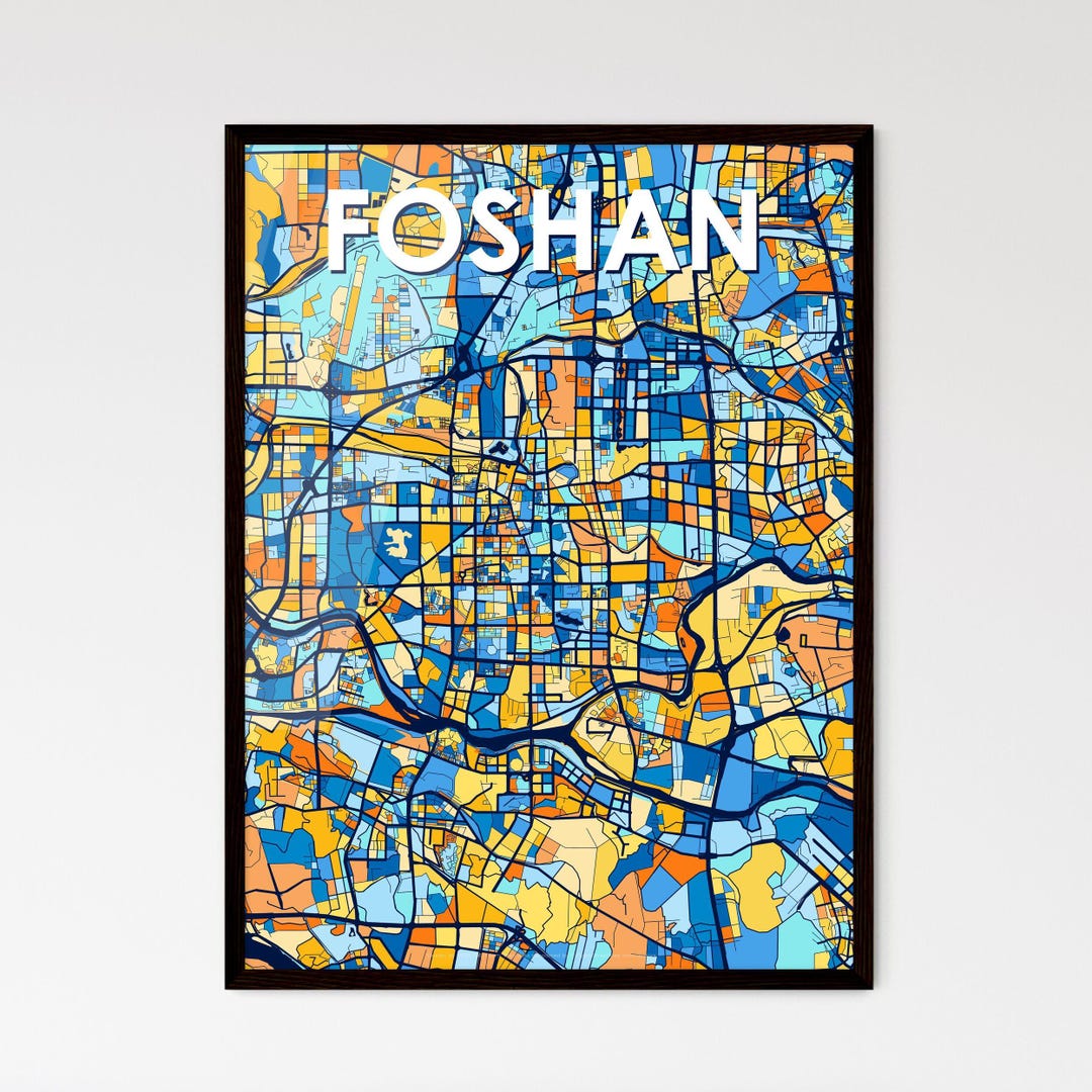 Vibrant Art Map of Foshan, China - Unique Wall Decor | Perfect ...