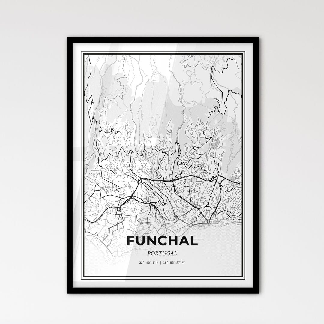 Funchal Portugal - Scandinavian Style City Map for Modern Home Decor ...