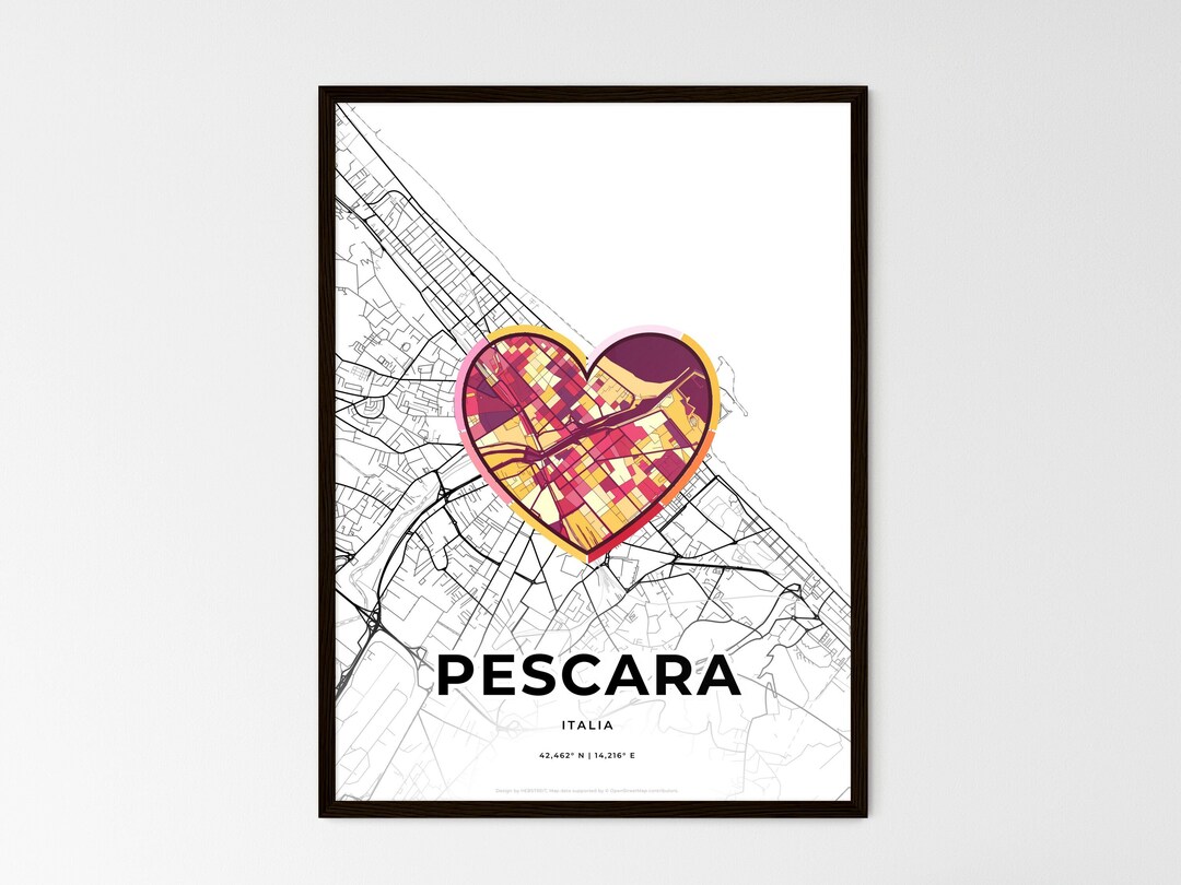 PESCARA ITALY – Where It All Began Map - Choose One of Three Styles - Customizable Poster Print ...