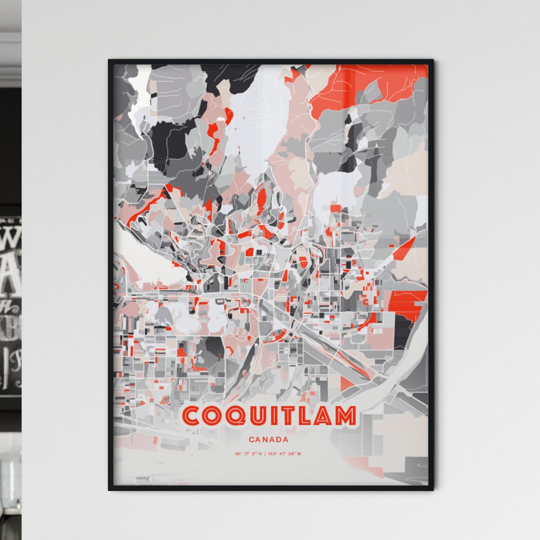 Coquitlam Canada Modern Art Map Custom Poster - Etsy