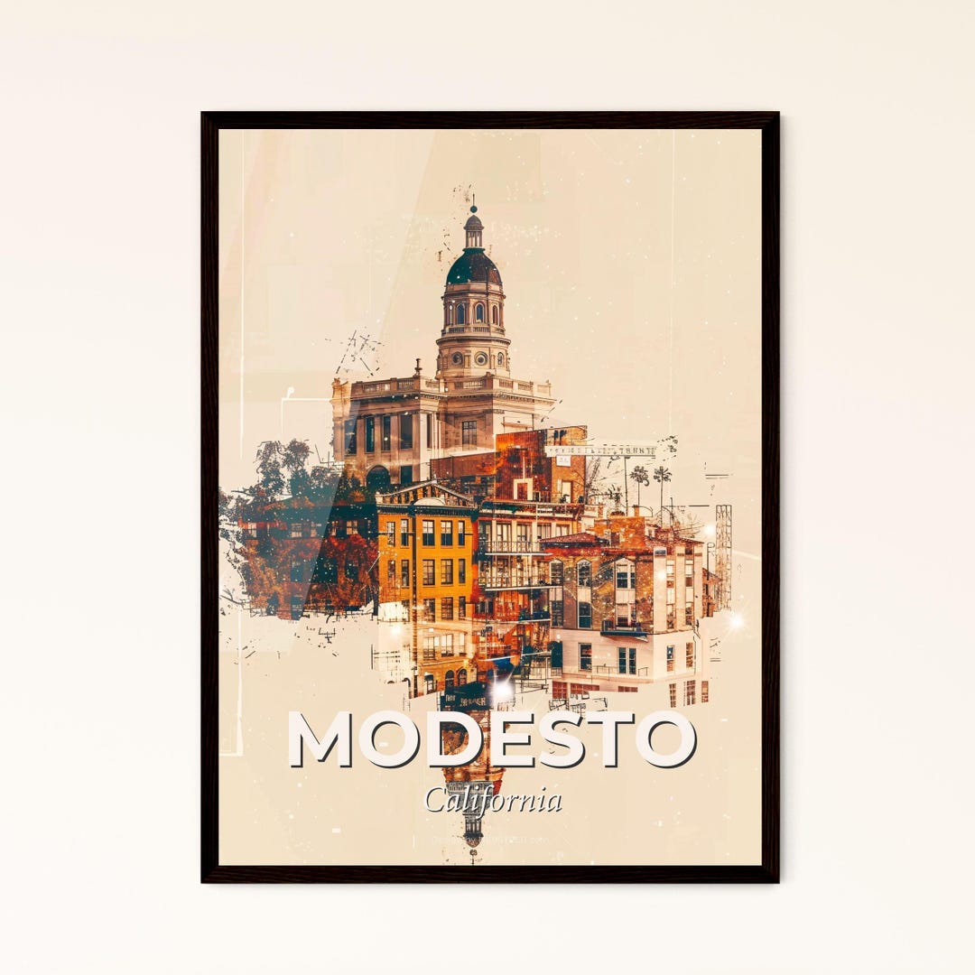 Modesto Skyline: Local Architecture Double Exposure Art A City Skyline ...